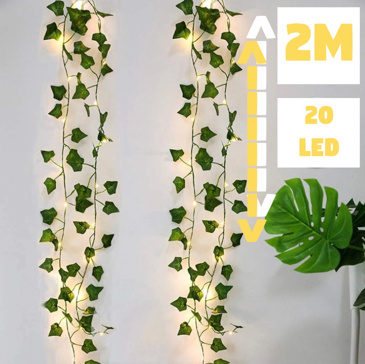 Klimop Slinger Met LED Lichtjes - 1 Stuks - 2 Stuks - 20 LED Lichtjes ...