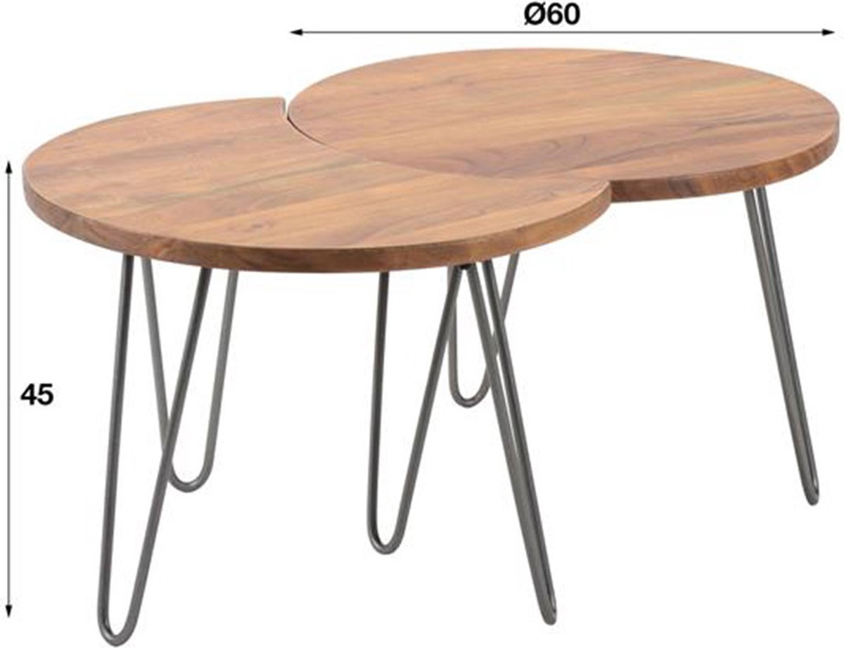Industriële salontafel set Rito Acaciahout (2 stuks) | bol.com