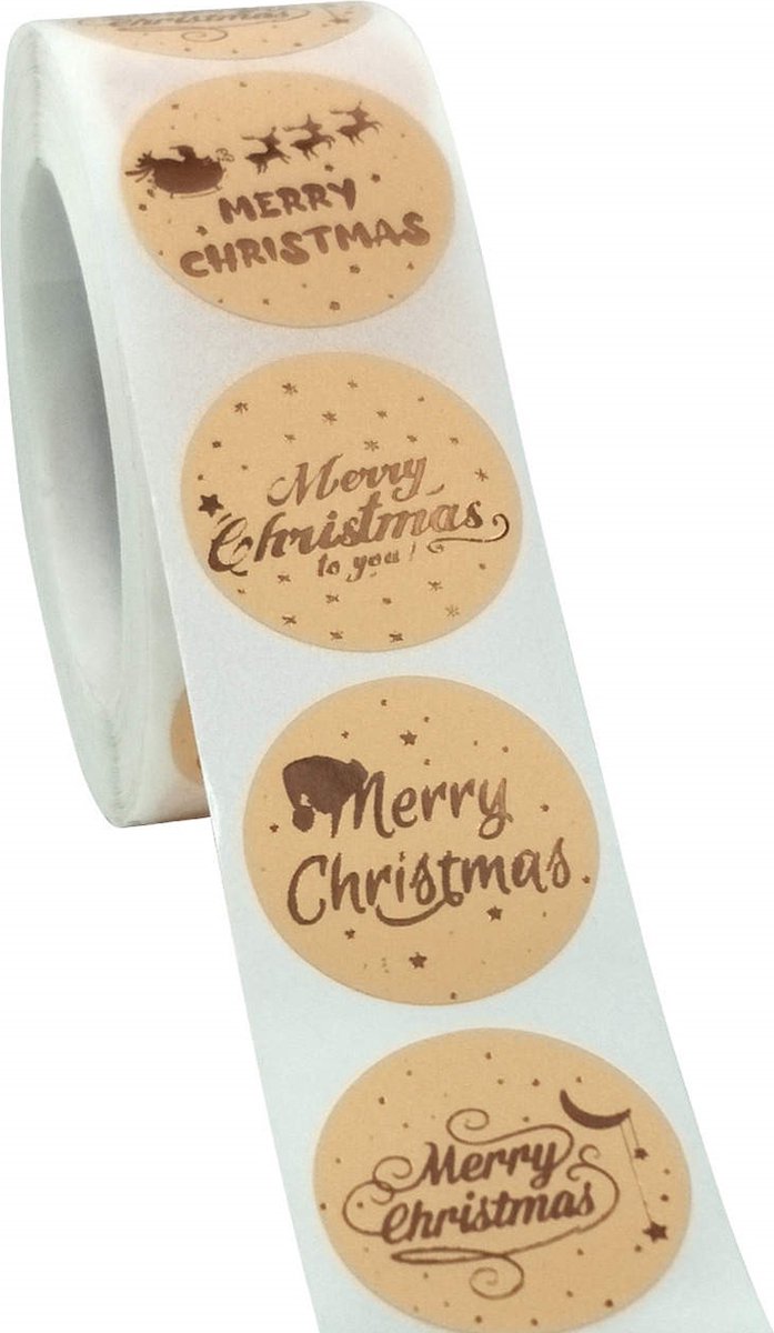 Kerststickers op rol - Beige Goud - 500 stuks !! - Stickers Kerstmis ...