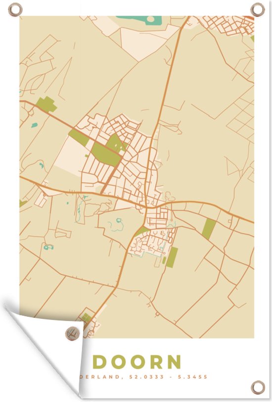 Muurdecoratie Doorn - Plattegrond - Kaart - Stadskaart - 120x180 cm ...