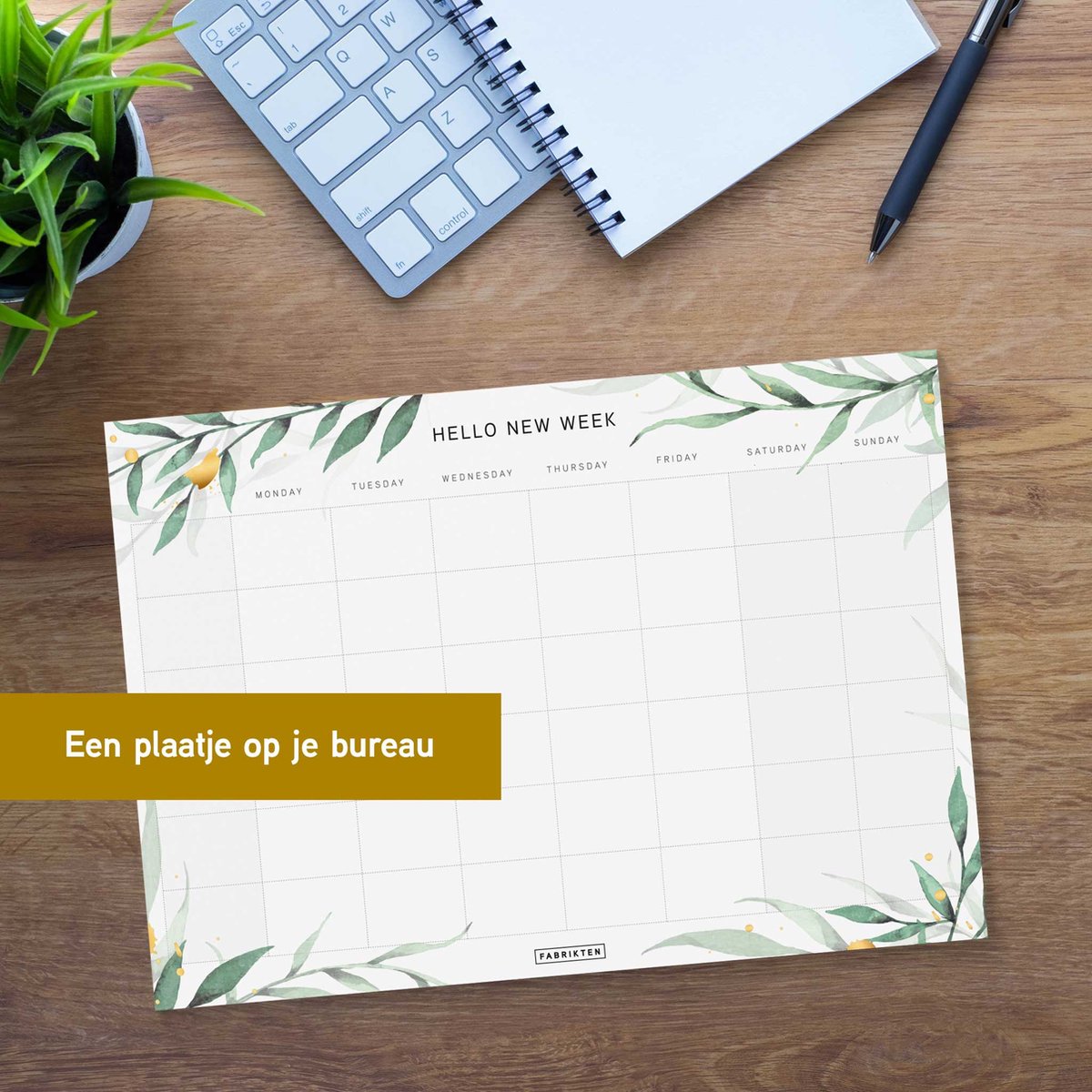Fabrikten Weekplanner - Botanisch Goud - Groen/Goud - Engels - A4 | bol.com