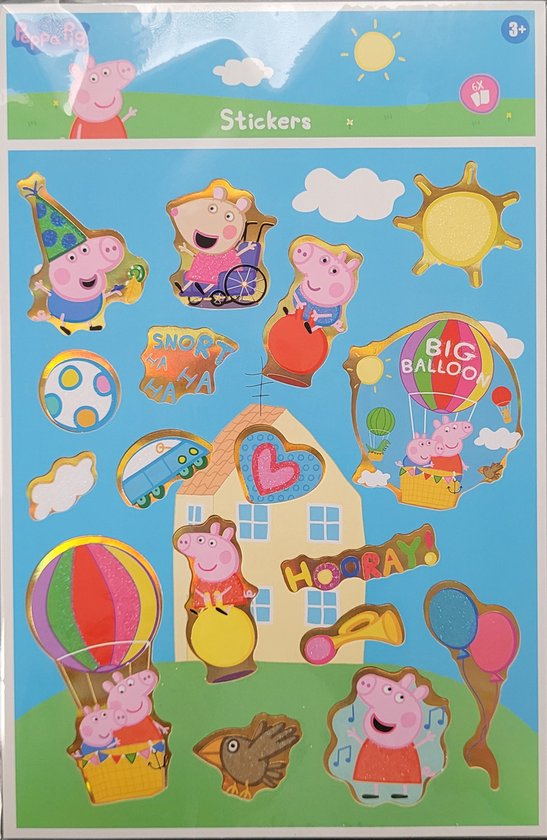 PEPPA PIG STICKERS - STICKERSET 6 VELLEN PEPPA BIG | bol