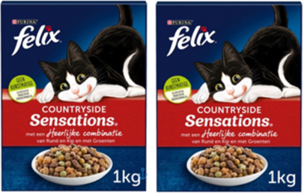 2x Felix Sensations Droog Countryside - Kattenvoer - 1kg | bol