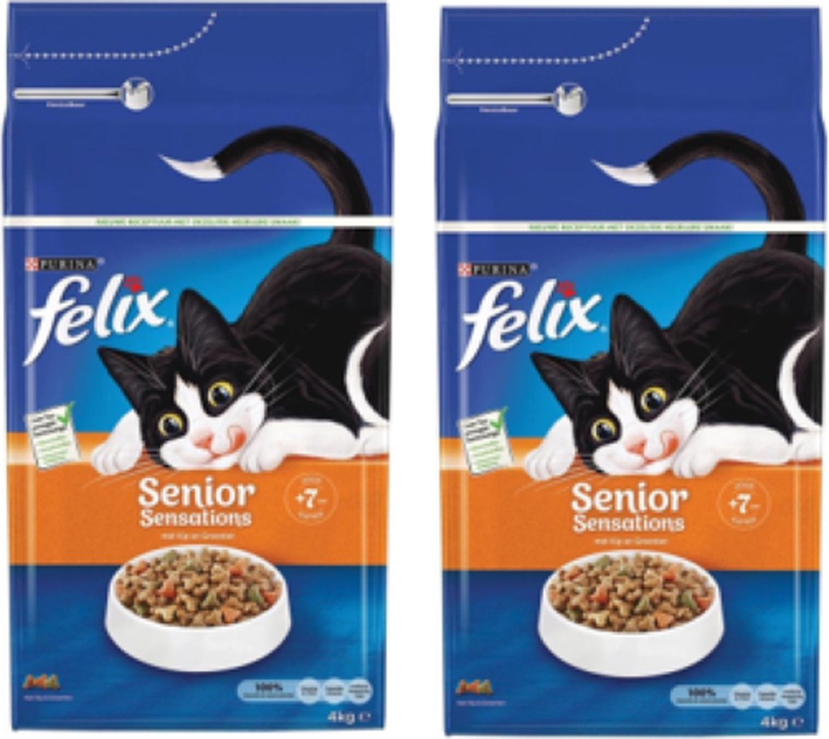 2x Felix Sensations Droog Senior - Kattenvoer - 4kg | bol