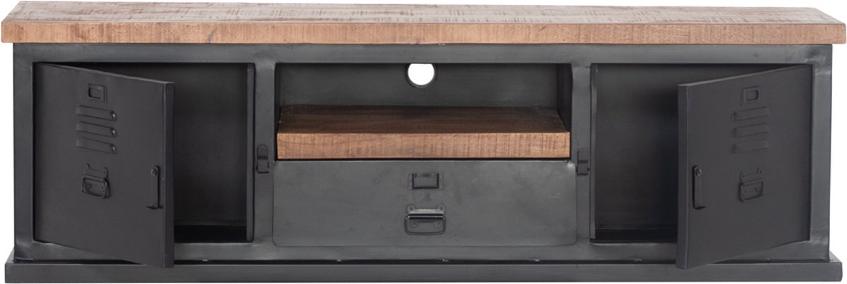 Tv-Meubel Zwart - Mangohout/Metaal - 160cm - Kast Jake - Giga Meubel ...