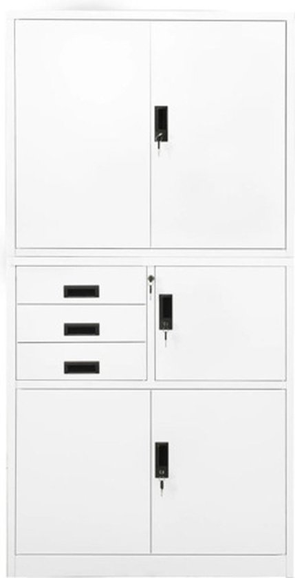 vidaXL Archiefkast Staal - 90x40x180 cm - Wit - Kast | bol