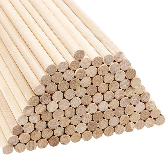 Belle Vous 100 stuks Natuurlijk Ronde Houten Deuvel Stokken – 18 cm ...
