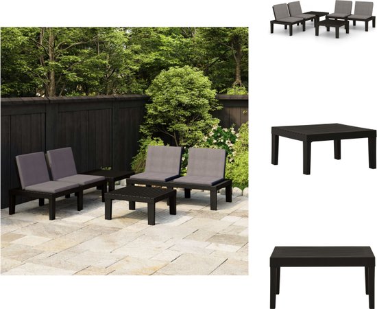 vidaXL Loungeset Grijs - Kunststof - 130x65x70cm - Inclusief 2x tafel ...