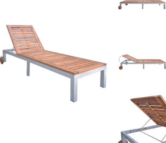 vidaXL Ligbed - Houten - Bruin - 207x70x(31-88) cm - Verstelbare ...