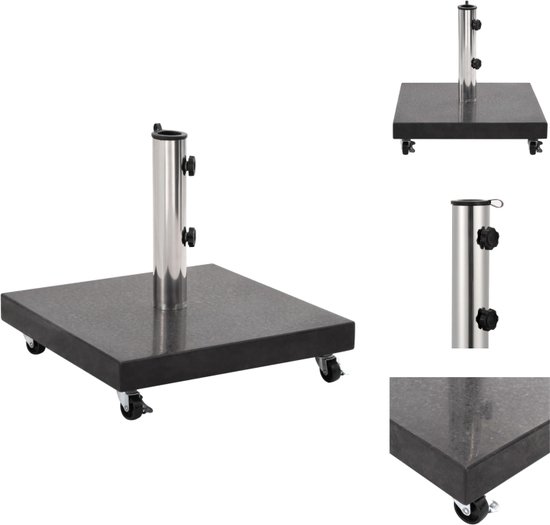 vidaXL Parasolvoet - Graniet - 30 kg - Zwart - 45x45x5 cm - Parasolvoet ...