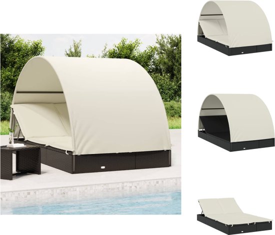 vidaXL Ligbed - Rond dak - 2-persoons - Zwart - 211x112x140cm ...