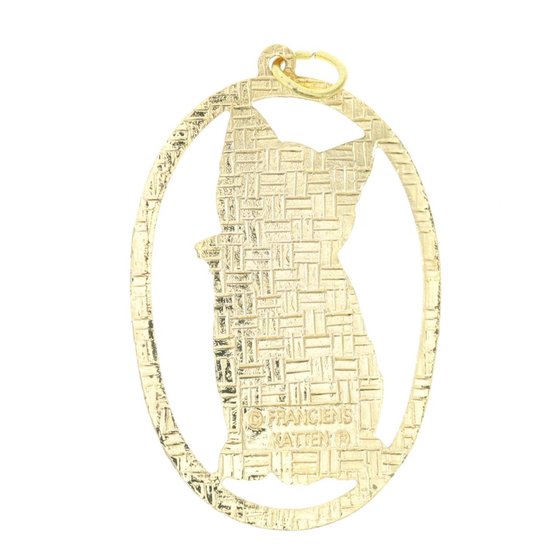 Behave Hanger poes kat goud kleur bruin grijs emaille 4,5 cm | bol