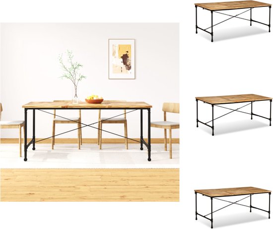 vidaXL Industriële Houten Eettafel - 180 x 90 x 76 cm - Mangohout ...