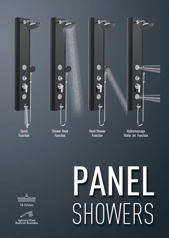 Valtemo Douchepaneel - ANTRASIET - Regendouche met Mengkraan en ...