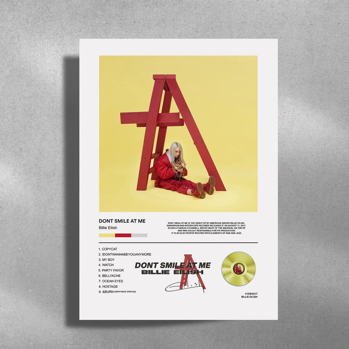 Billie Eilish - Don't Smile At Me - Metalen Poster - 30x40cm - album ...