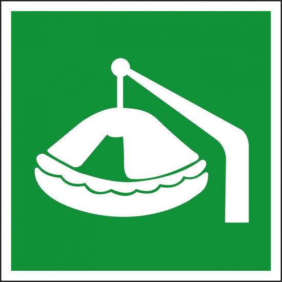 Overlevingsvlot davit bord - kunststof - ISO 7010, E039 100 x 100 mm | bol