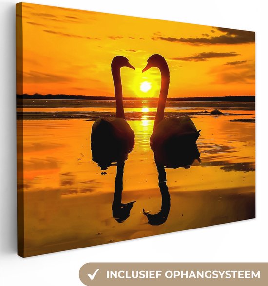 OneMillionCanvasses - Canvas - Schilderij - Zwaan - Zonsondergang - Water - Vogel -... | bol