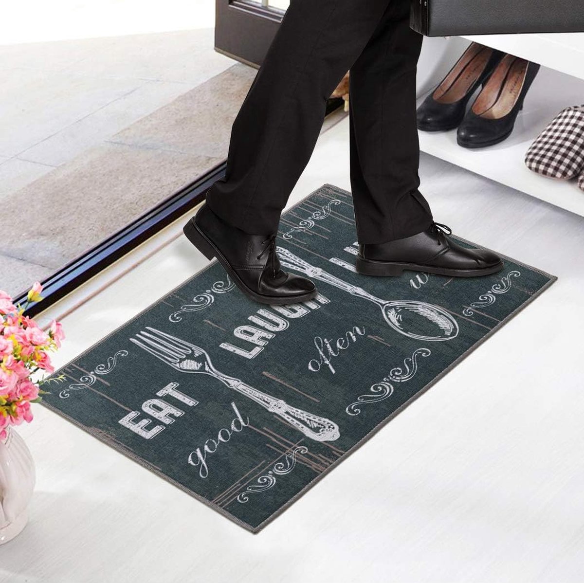 Set van 2 antislip keukenmatten en tapijten, wasbare rubberen mat ...