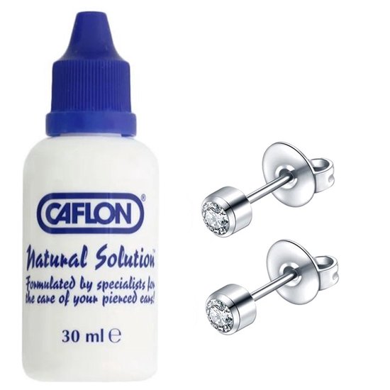 Caflon piercing set steriel verpakte oorknopjes zilverkleurig met ...