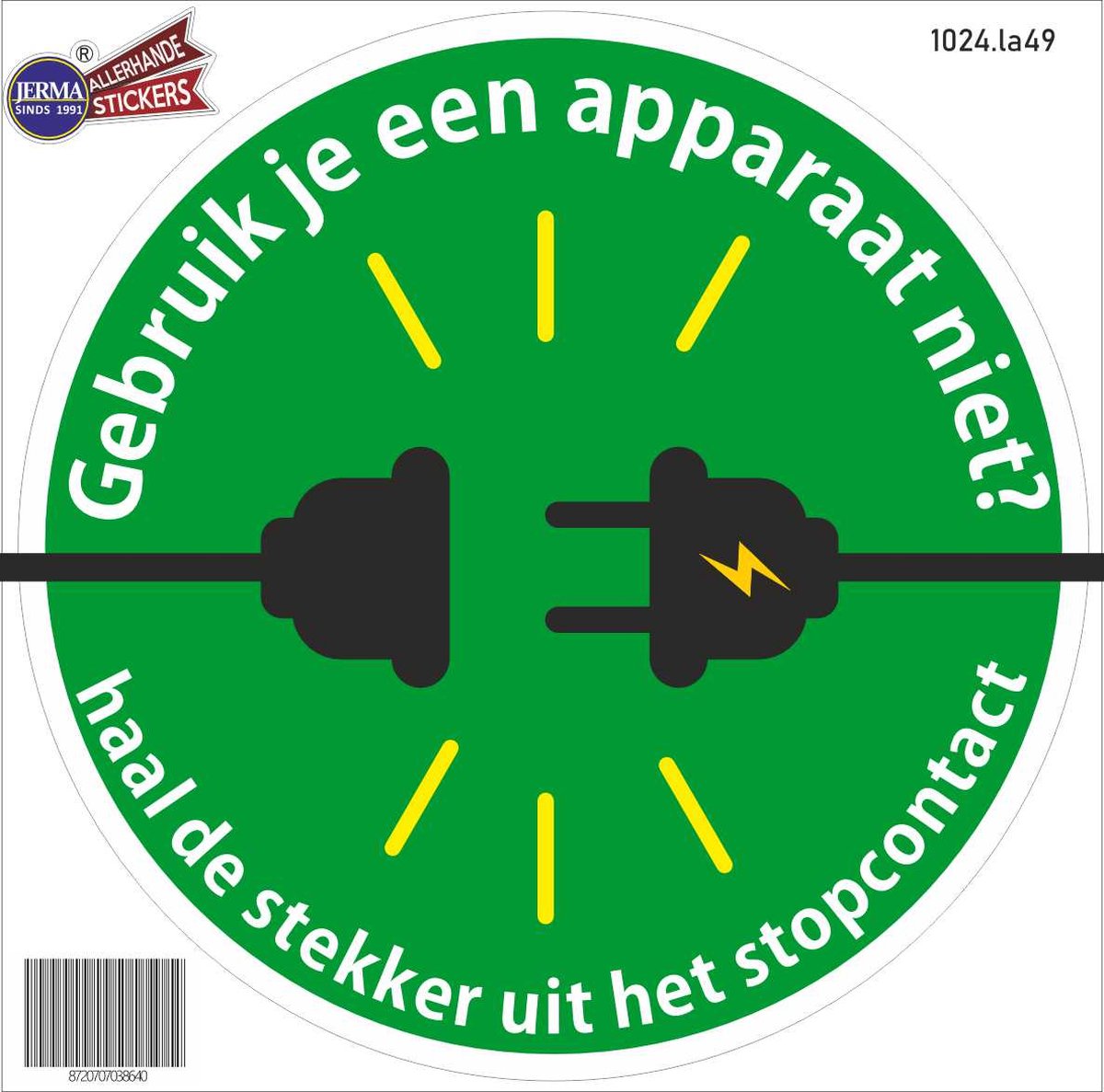 Stekker uit het stopcontact sticker 20 cm | bol