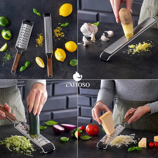 Keukenrasp set van roestvrij staal met houten handvat - kruidenrasp ...