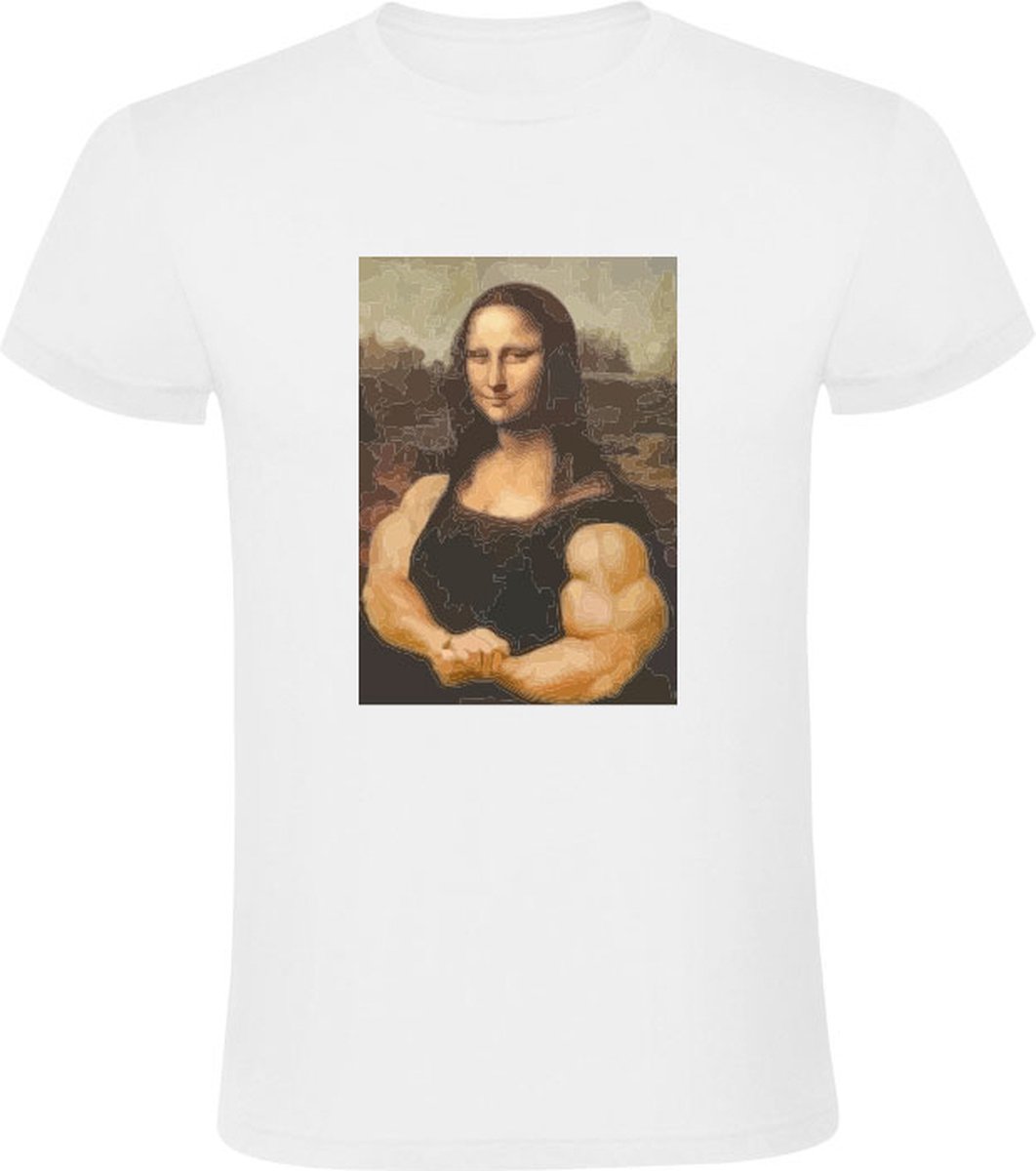 Mona Lisa met spierballen Heren T-shirt - gym - sportschool - fitness ...