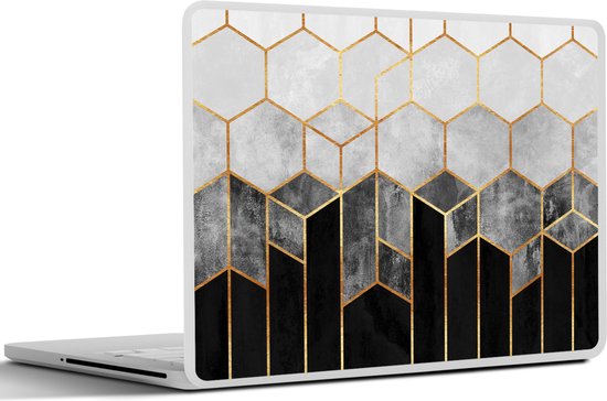Laptop sticker - 14 inch - Goud - Hexagon - Chic - Patronen - Luxe ...