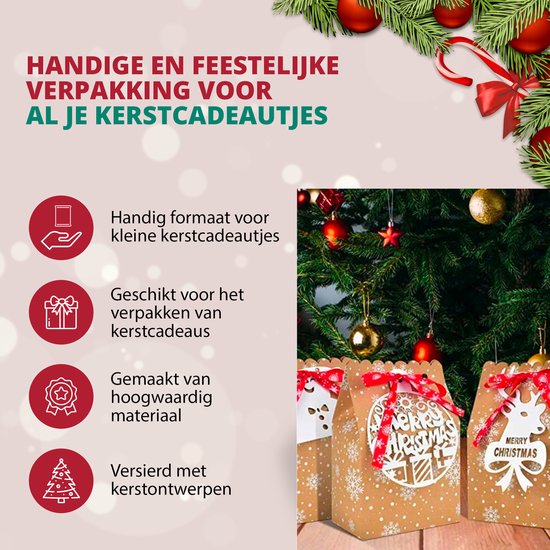 BeautyFit Kerst cadeauzakjes - Kerst verpakking, 6 stuks, klein | bol