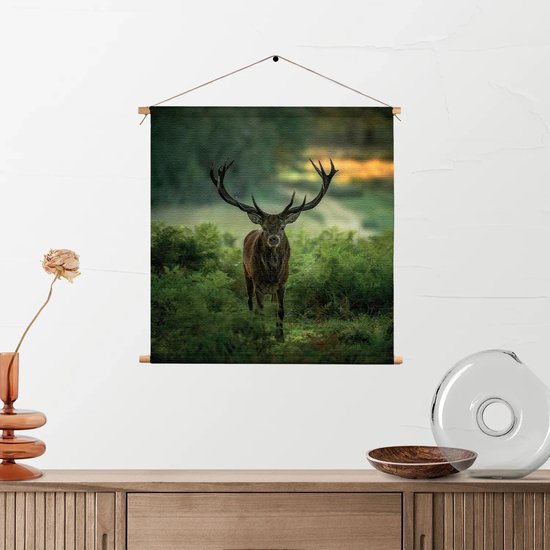 Textielposter Edelhert In Het Bos Vierkant M (30 X 30 CM) - Wandkleed ...