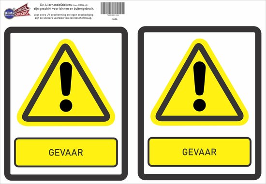 Gevaar 2 Waarschuwing stickers. | bol