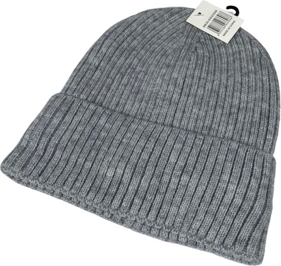 Luxe Gevoerde Muts - Grijs - Acryl - One Size - Warme Muts - Winter ...