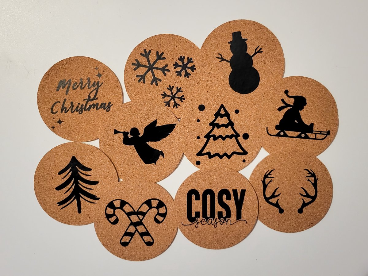 Onderzetters - Set van 10 - 10 cm - Ronde onderzetters - Kerstmis ...