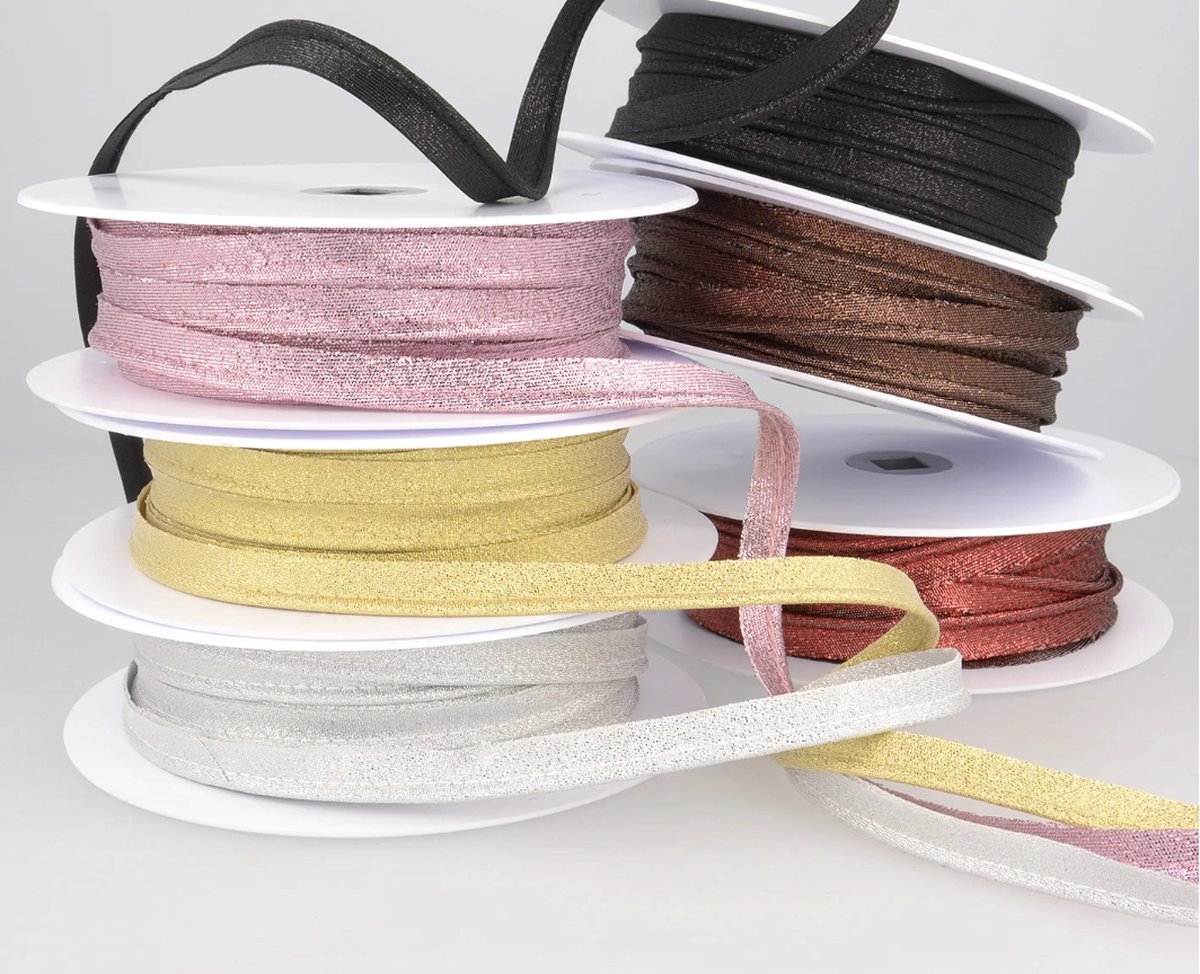 Paspelband 1 meter met glitter - 8mm breed groen - Stoffenboetiek | bol