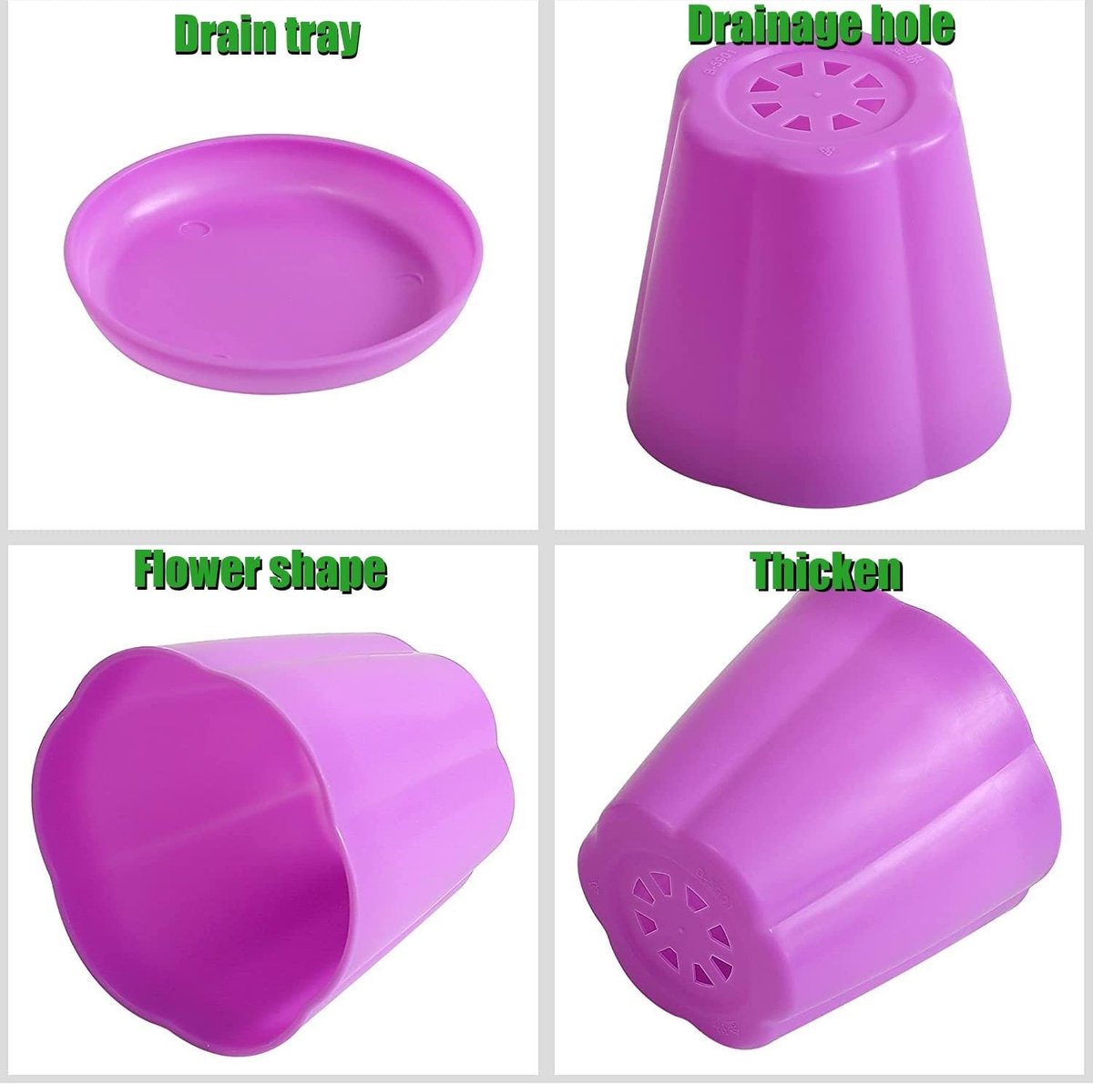 Pakket van 10 plastic bloempotten, 11 cm kleurrijke bloempotten voor ...