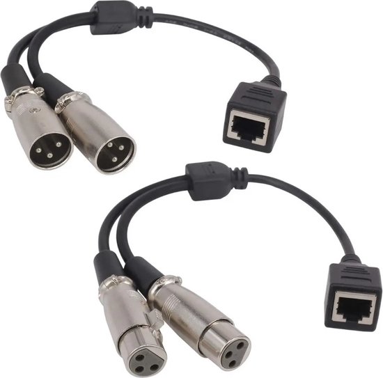 2x XLR 3-pins audio over ethernet extender (m/m - v/v) 0,25 meter | bol