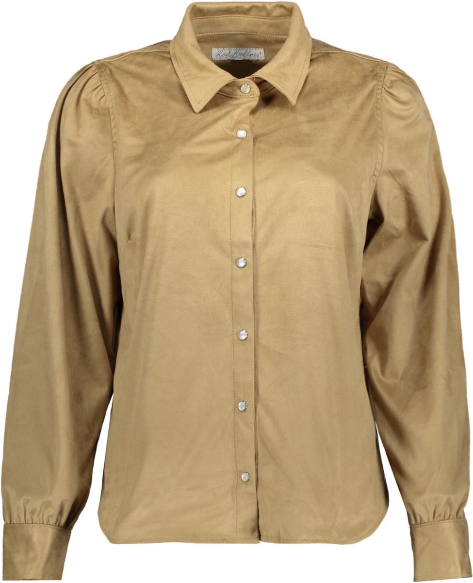 Red Button Blouse Bobie Suedine Srb 4091 Sand Dames Maat - M | bol.com