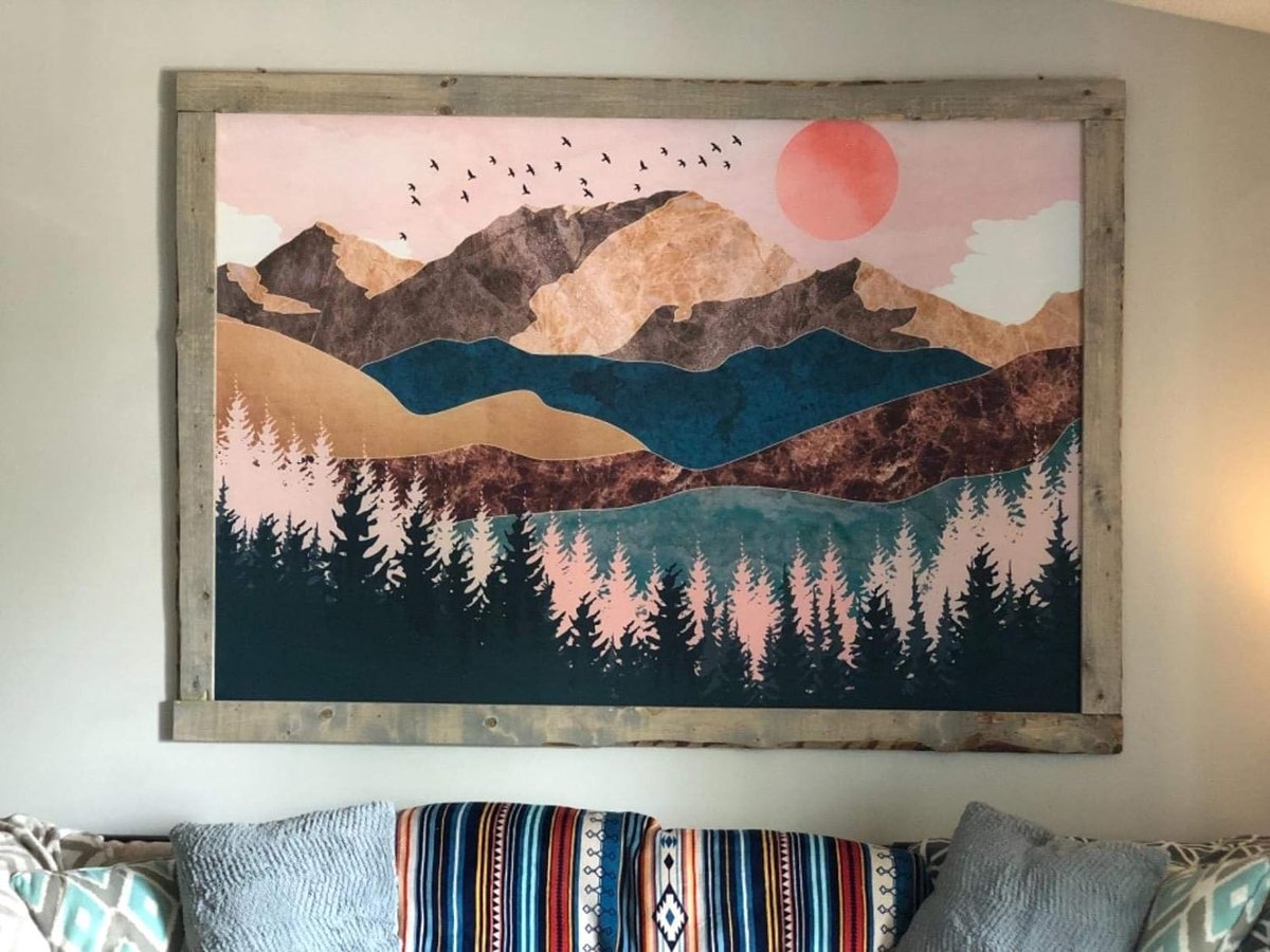 Tapijt Bos Boom Bergen Tapijt Doek Zonsondergang Muur Handdoek ...