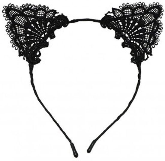 Chaks Verkleed diadeem - katten oren - met kant - zwart - kat/poes ...