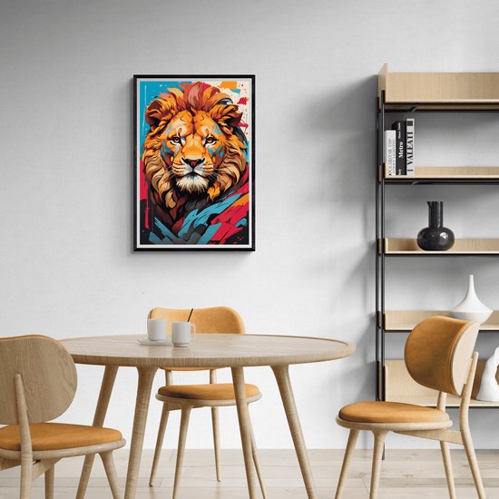 Poster Leeuw | Leeuwenkoning | Abstracte Kunst | Dierenposter | Leeuw ...