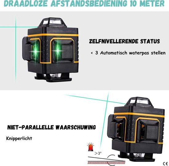 Kruislijn Laser - 4D Laser Niveau - 4x360° Laserlijn - Verticaal met ...