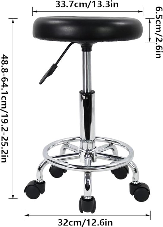rolkruk - Roller Stool with Footrest Office Stools Height adjustable | bol