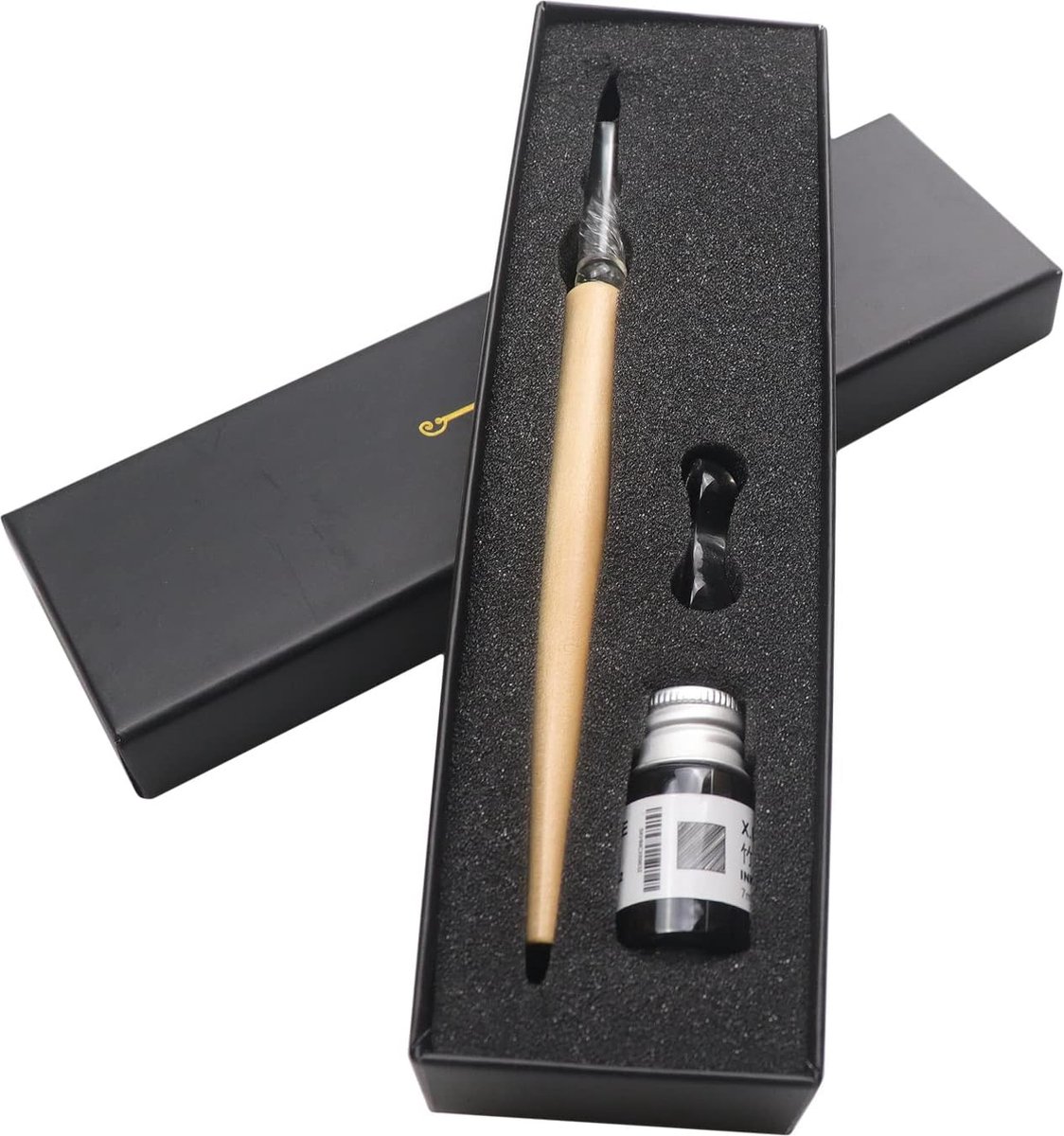 Glazen-tip kalligrafie-pen en inkt set om te dippen voor het schrijven ...