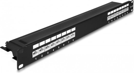 Delock 19" Patch Panel - 16 port Cat.6A 1U - zwart | bol