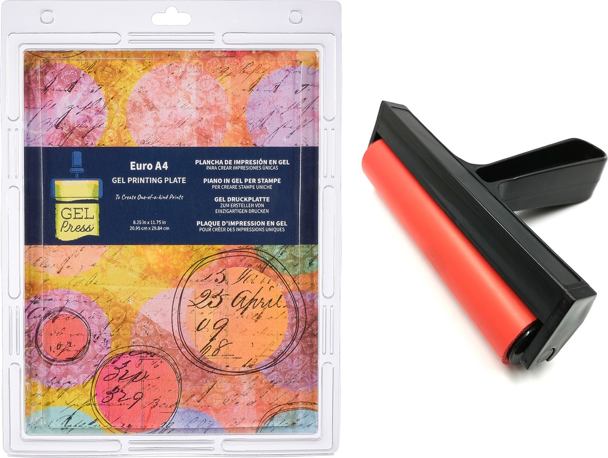 Gel Press Drukplaat - Gel - A4 - 20,95 x 29,84 cm - Met Roller | bol.com