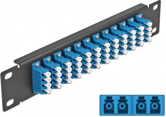 10 inch glasvezel patch panel 12 Poort LC Quad Blue 1U zwart | bol