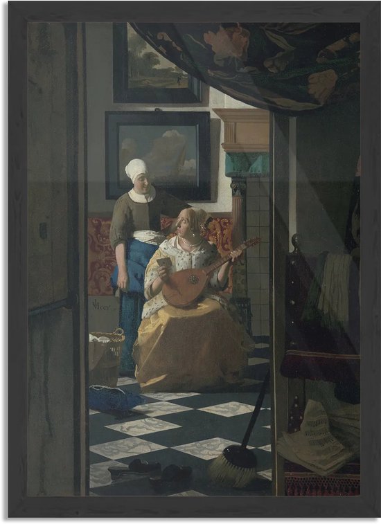 Poster Johannes Vermeer De liefdes brief 1669 Rechthoek Verticaal Met Lijst L (40 X 50... | bol