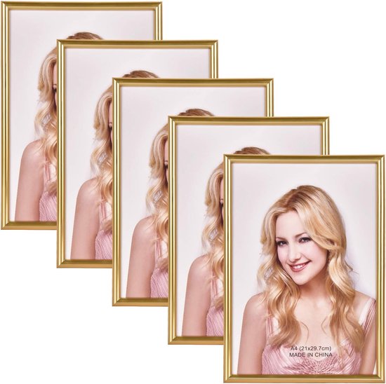 Gouden fotolijst, set van 5, 15 x 20 cm, fotolijst met HD acrylglas ...