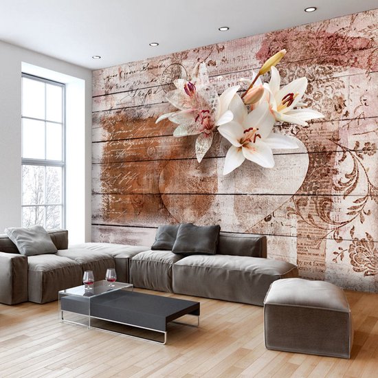 Fotobehangkoning - Behang - Vliesbehang - Fotobehang Bloemen op Vintage ...