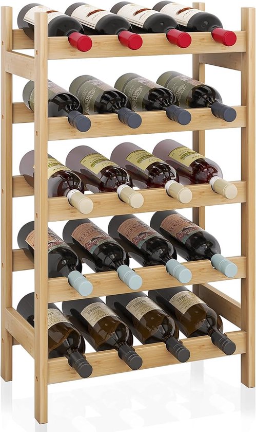 wijnflessen, vrijstaand, flessenrek met glashouders, voor keuken, bar ...