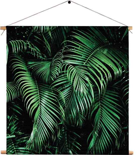 Textielposter Groen blad Vierkant L (45 X 45 CM) - Wandkleed - Wanddoek - Wanddecoratie | bol